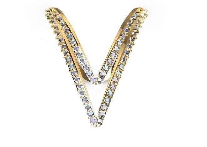 V-shape Diamond Ring 3D model | CGTrader