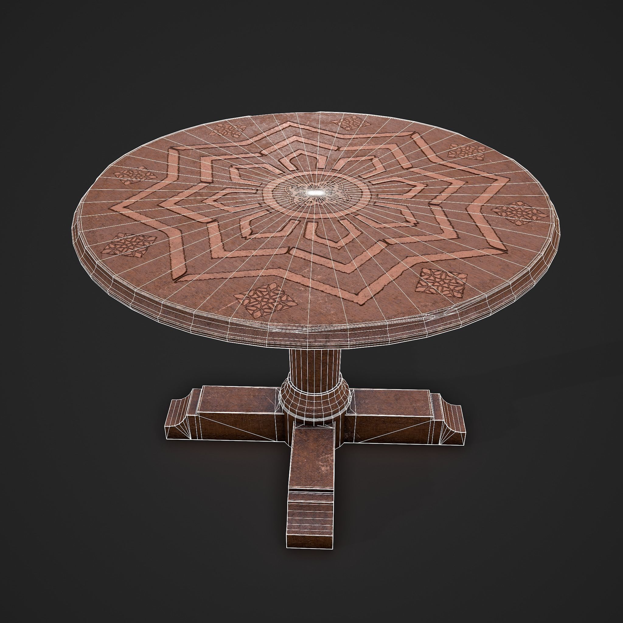 3D Model Collection Elegant Round Table and Chairs VR / AR / low-poly ...
