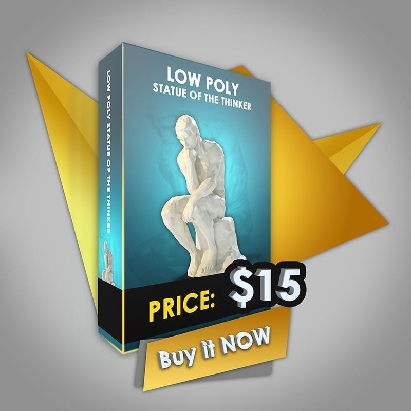 Low poly Statue of the Thinker 3D model | CGTrader