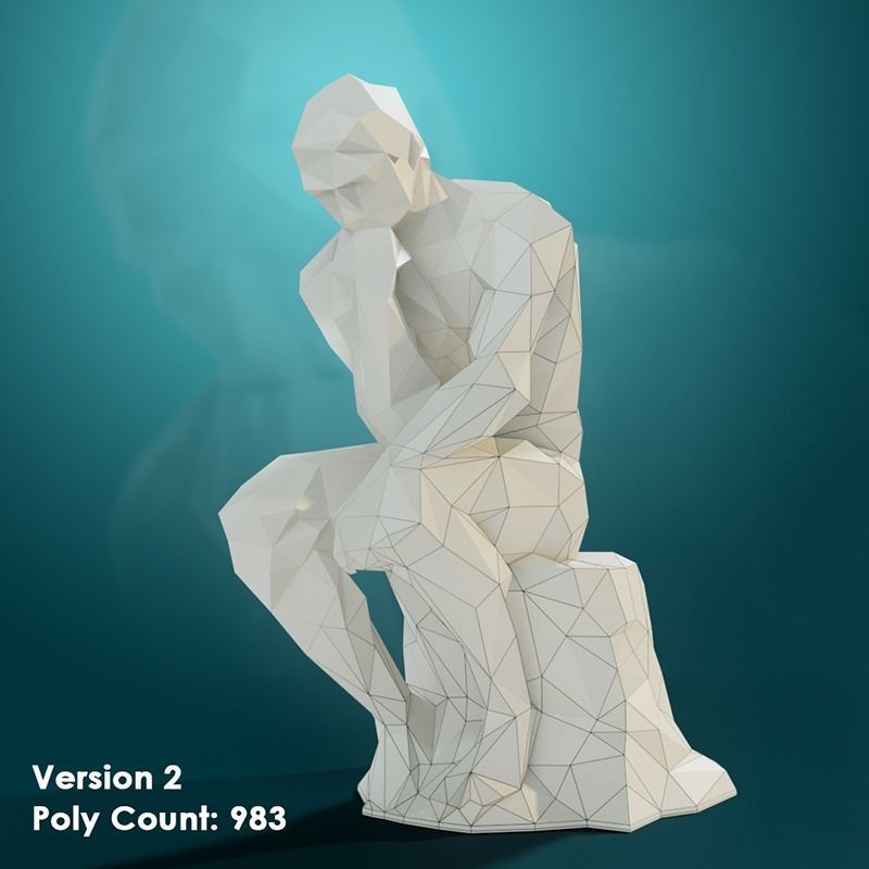 Low poly Statue of the Thinker 3D model | CGTrader