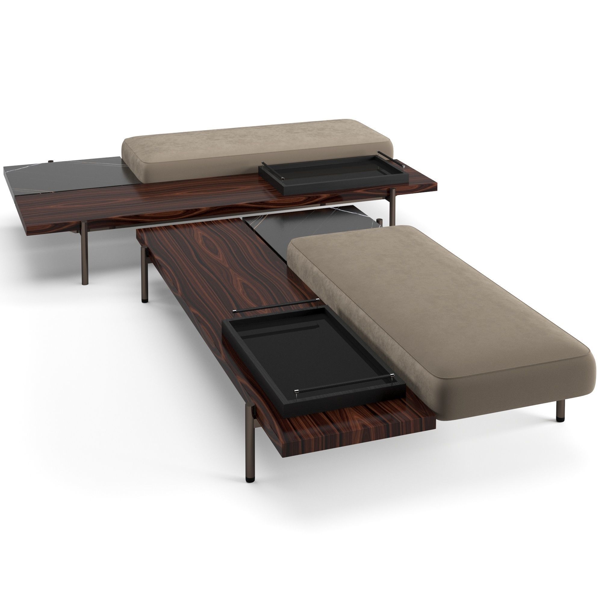 Minotti Superquadra benches set 3D model | CGTrader