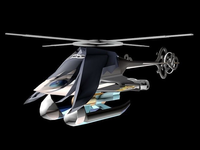 KroniiCopter futuristic helicopter free VR / AR / low-poly 3D model ...
