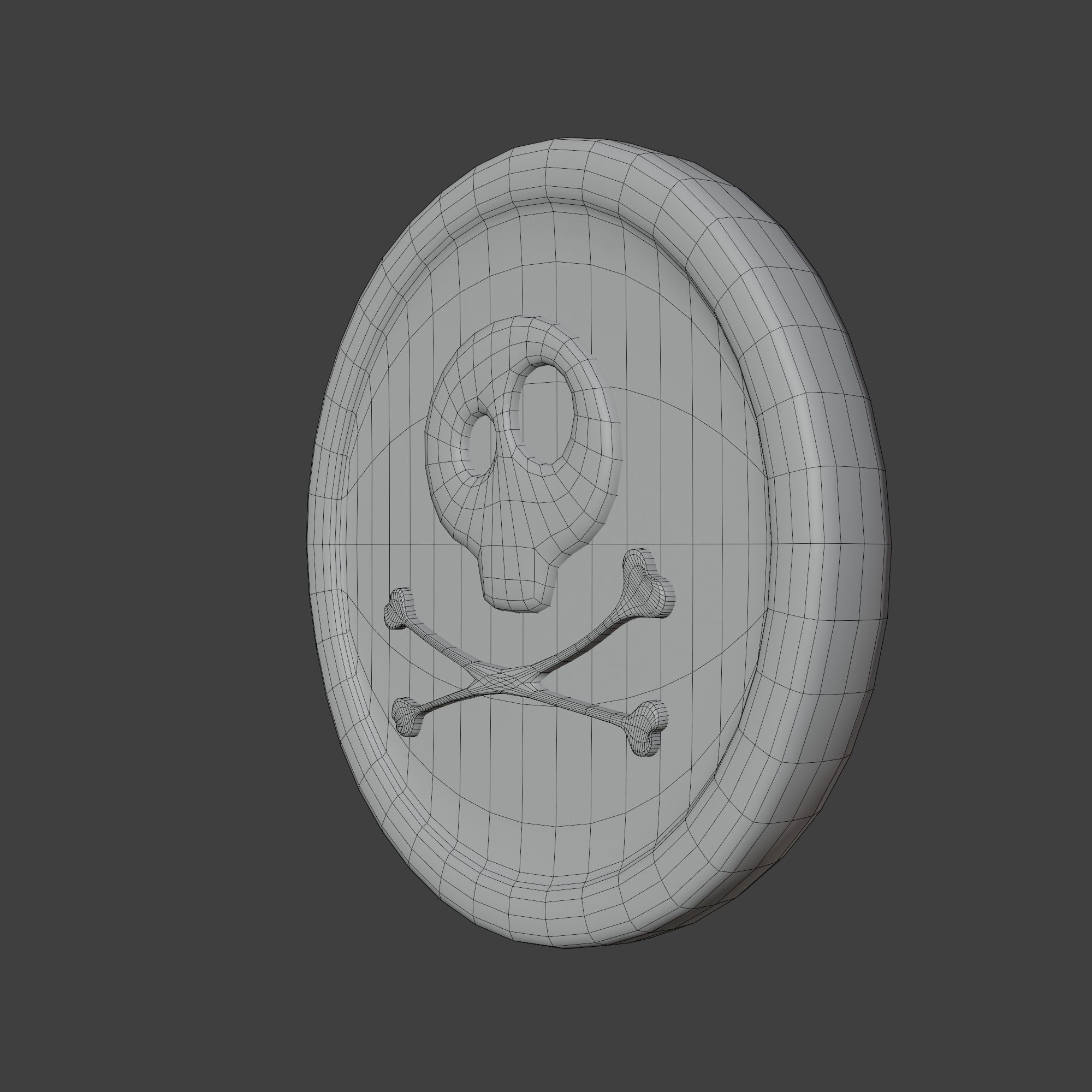 3D model Golden Coin with Pirate Sign as Skull and Bones VR / AR / low ...