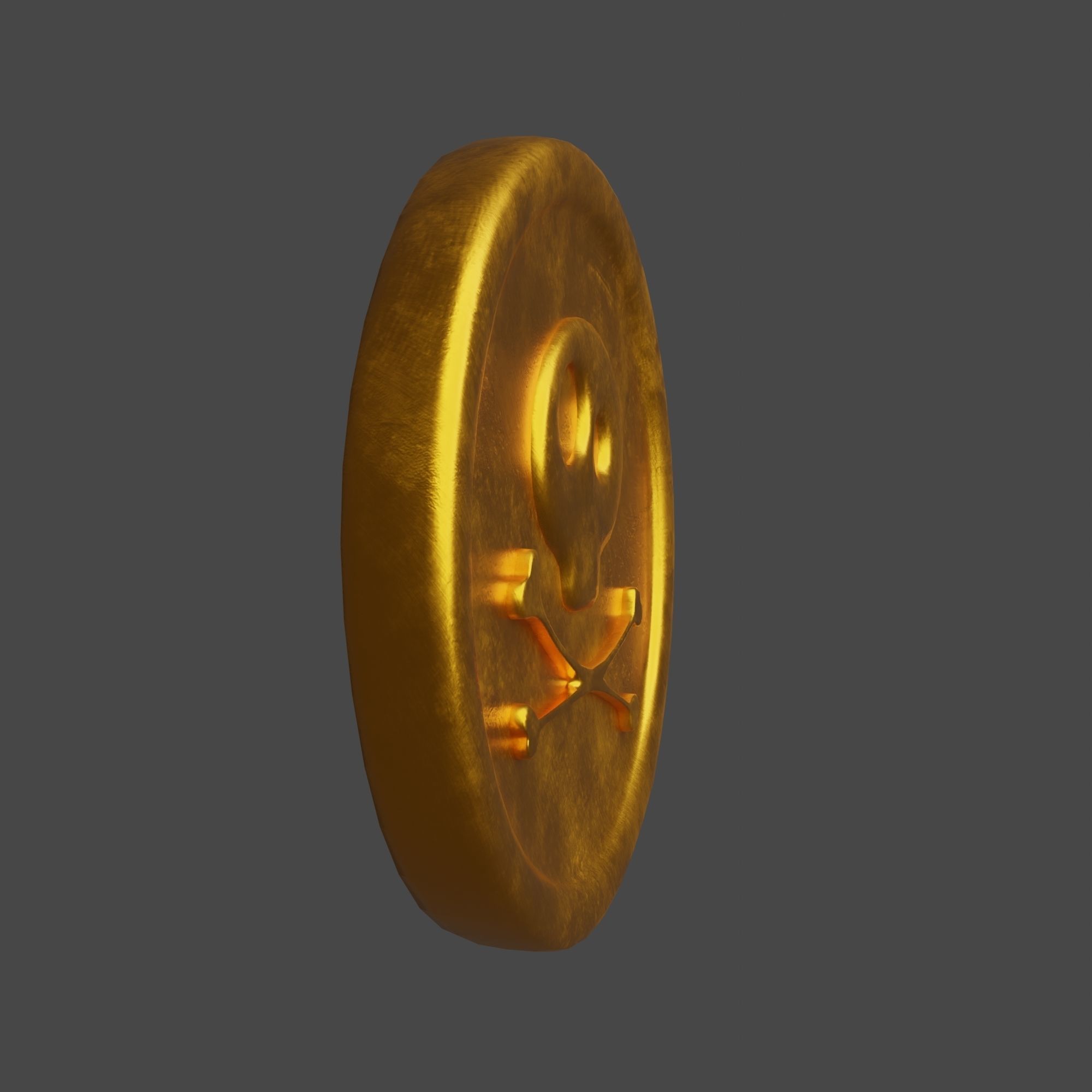 3D model Golden Coin with Pirate Sign as Skull and Bones VR / AR / low ...