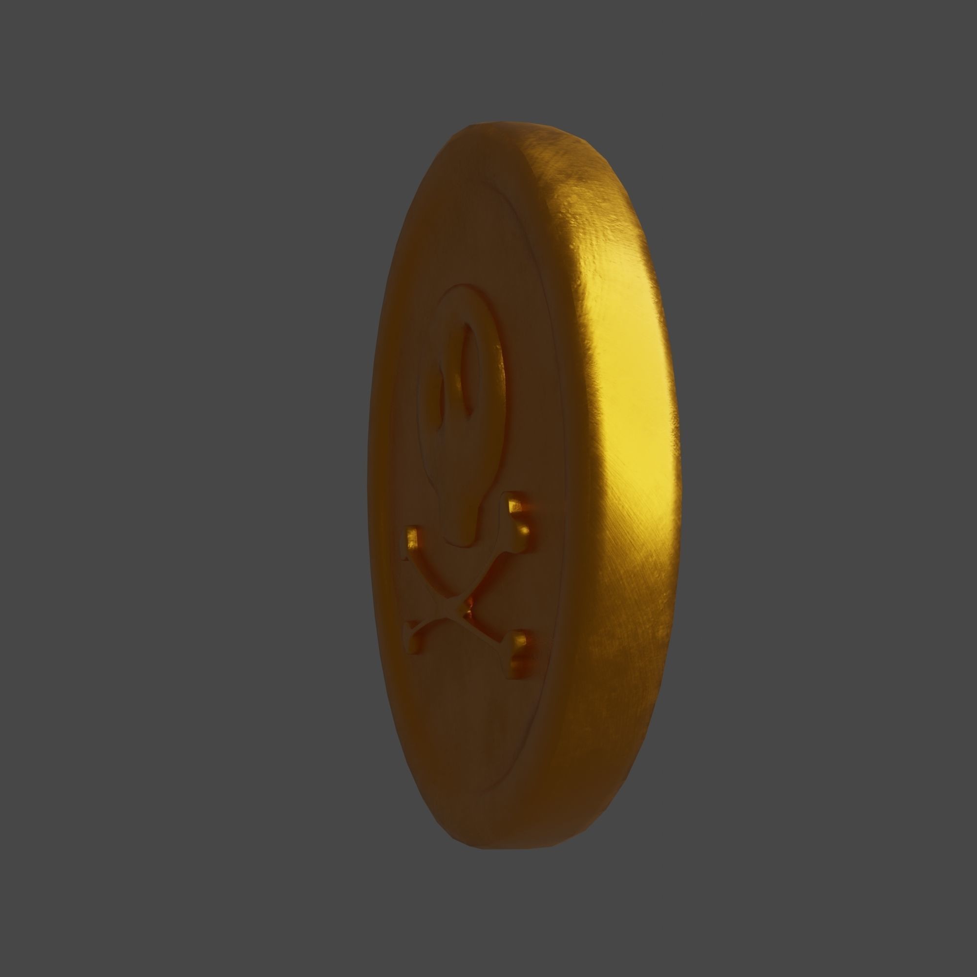 3D model Golden Coin with Pirate Sign as Skull and Bones VR / AR / low ...