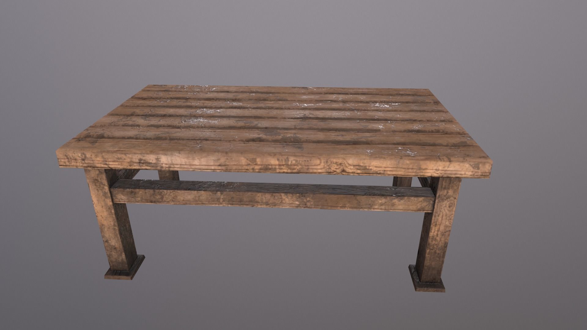3D model Medieval wooden table with reinforced bottom VR / AR / low ...