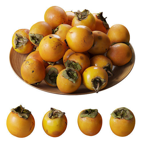 3D model Persimmon on a platter VR / AR / low-poly | CGTrader