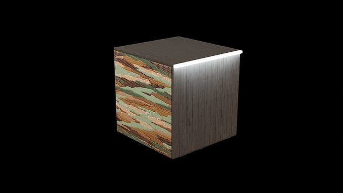 Modern elegant cube table wooden modules and decorative fabric 3D model ...