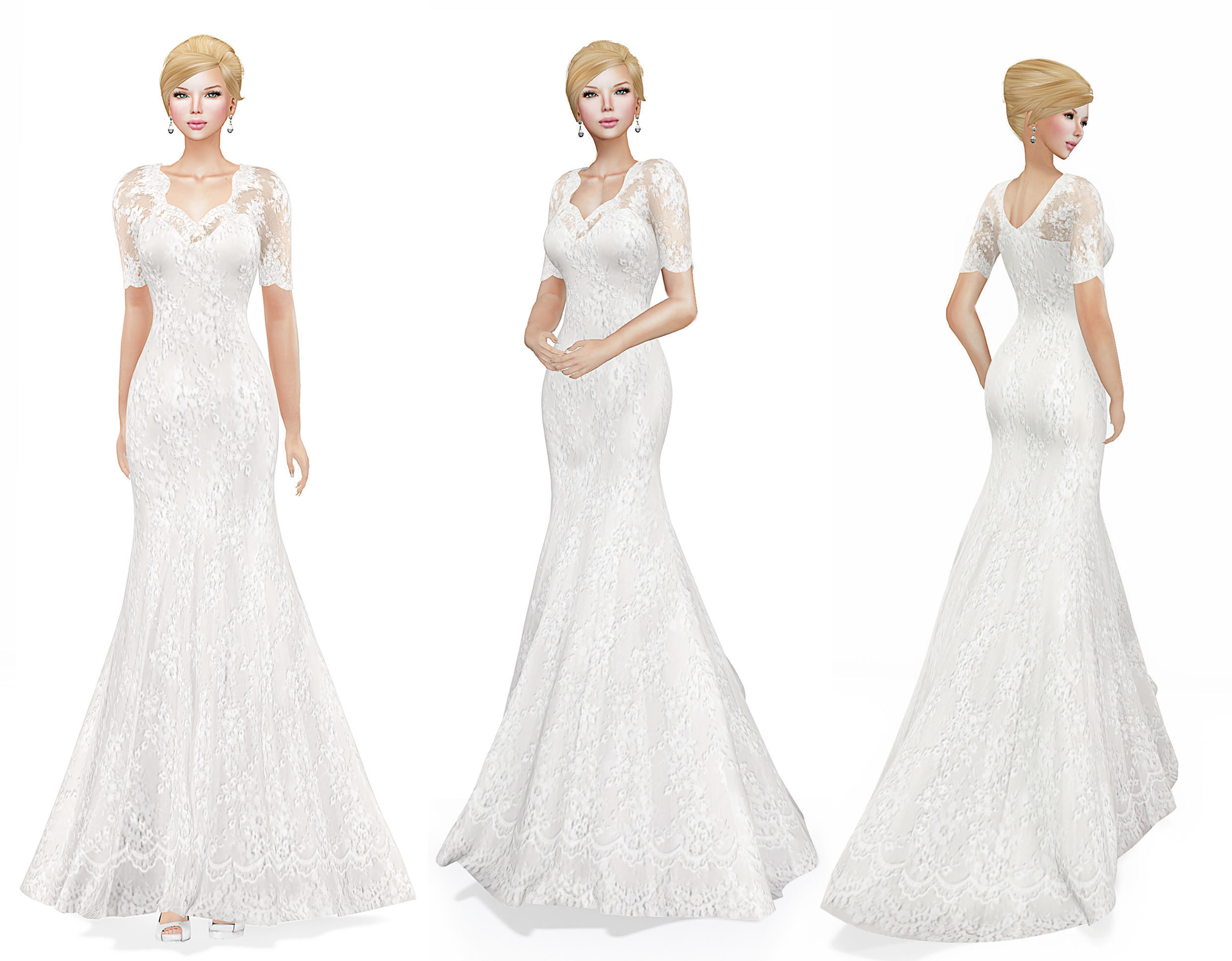 3D model Celebrity Bridal Gown VR / AR / low-poly | CGTrader