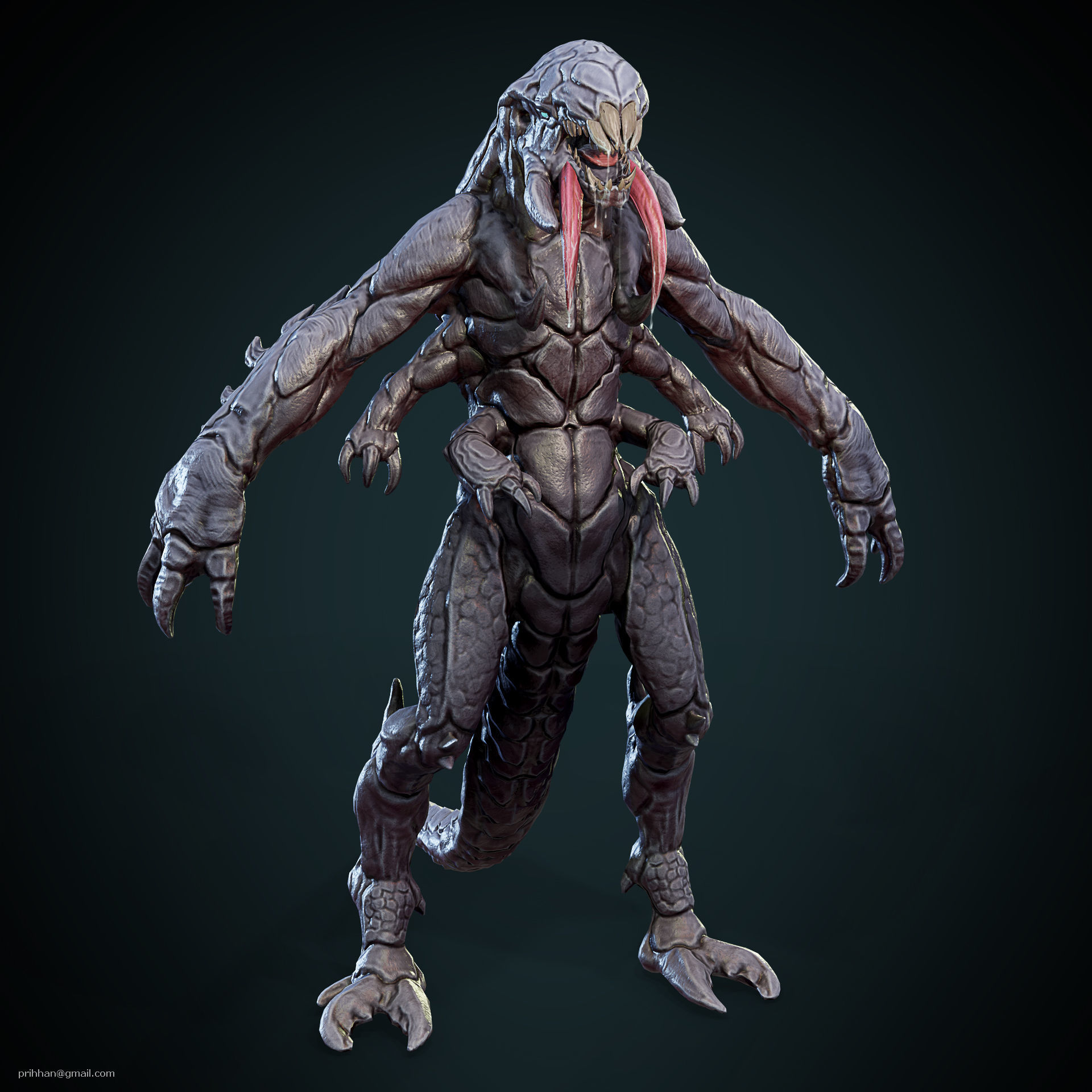 3D model Alien creature with long arms and legs VR / AR / low-poly ...