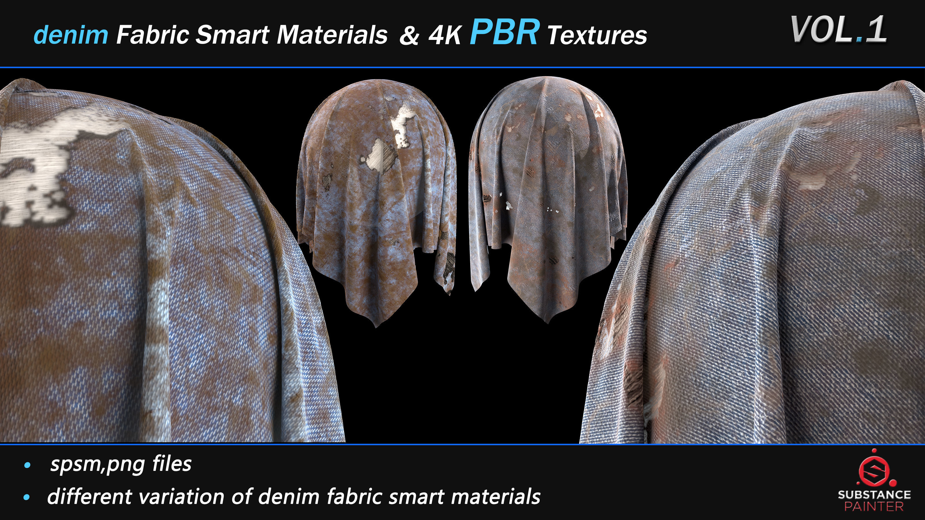 30 Denim Fabric Smart Material Bundle and 4K PBR Texture VOL 01 Texture ...