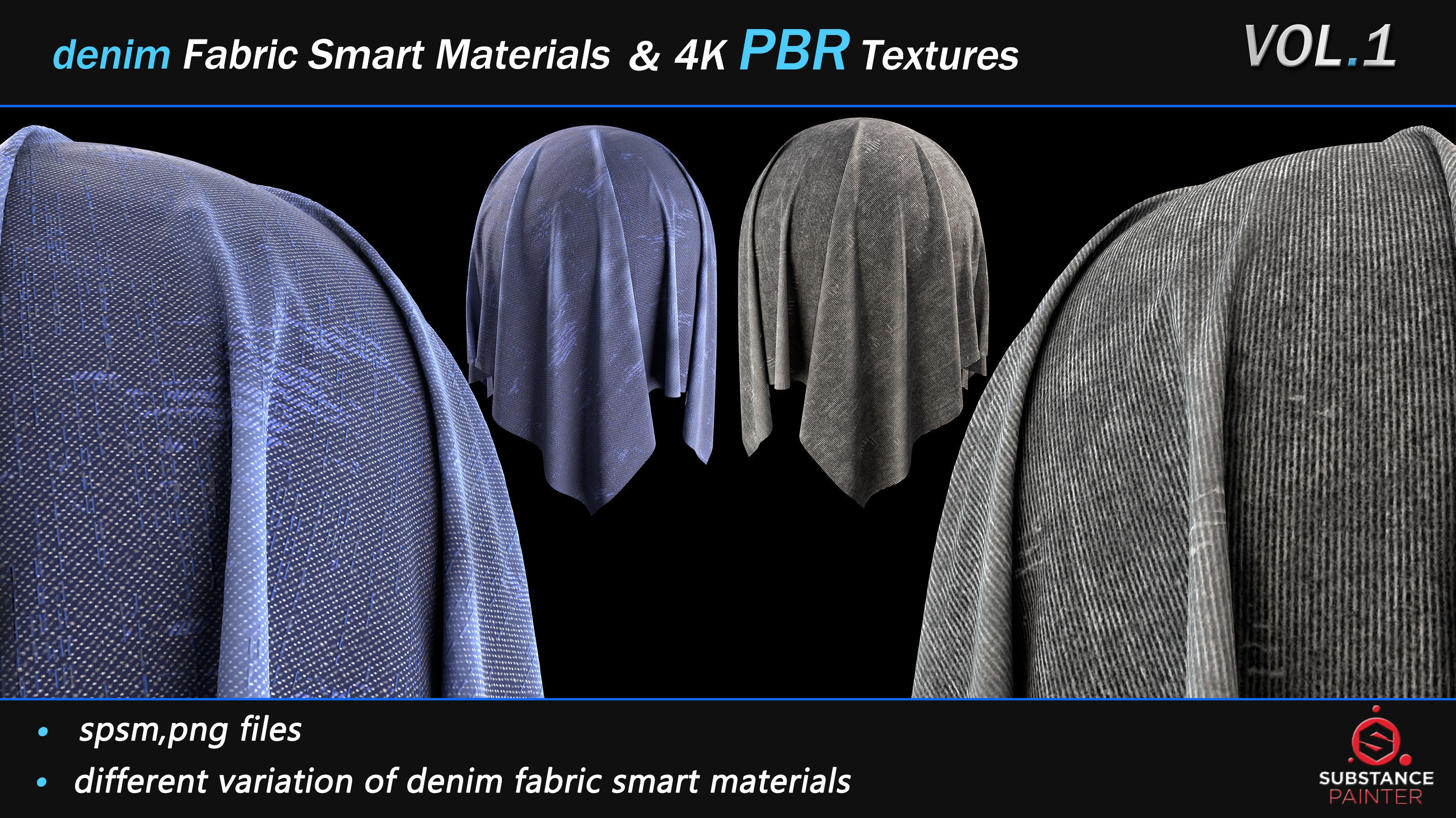 30 Denim Fabric Smart Material Bundle and 4K PBR Texture VOL 01 Texture ...