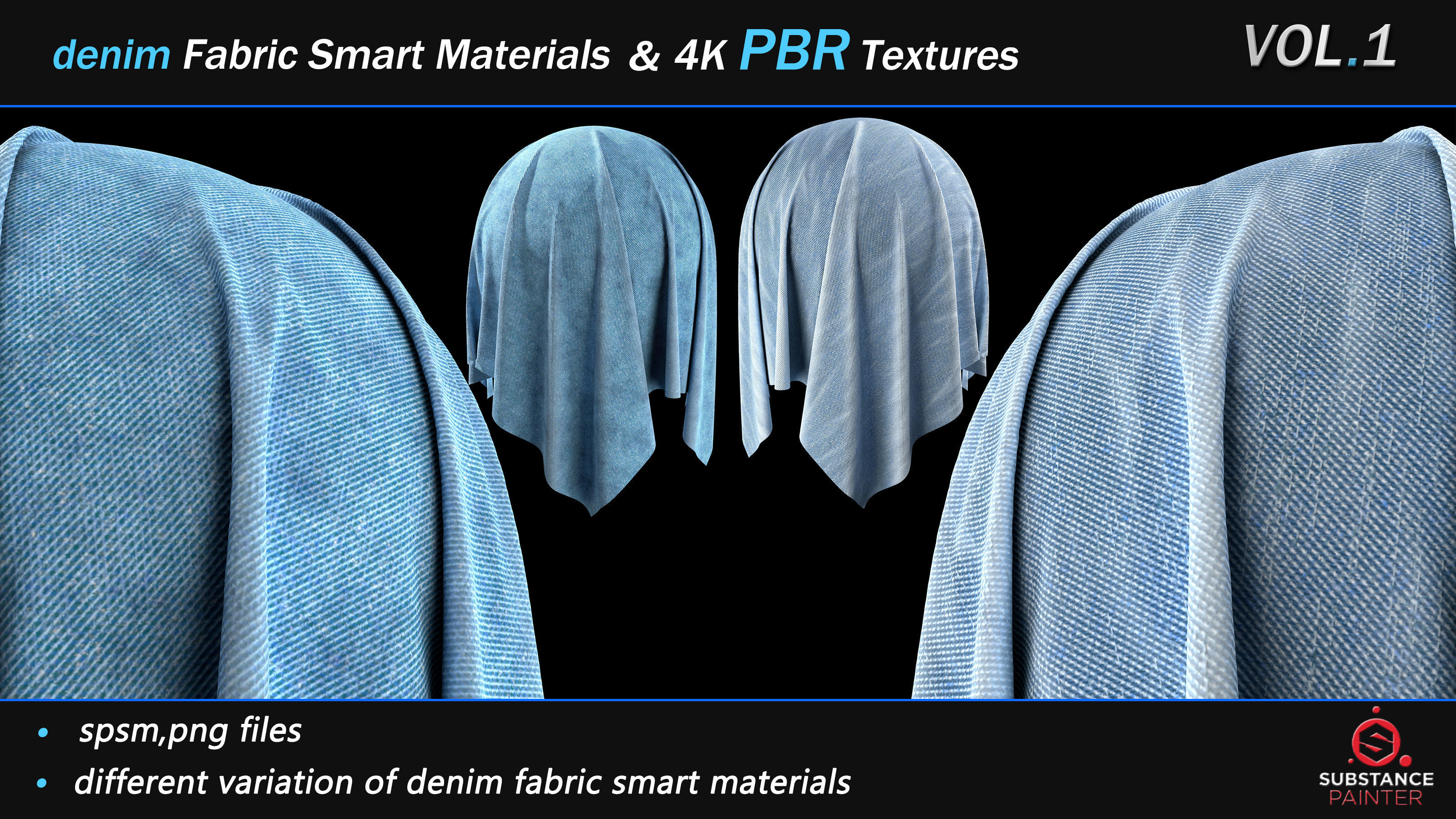 30 Denim Fabric Smart Material Bundle and 4K PBR Texture VOL 01 Texture ...