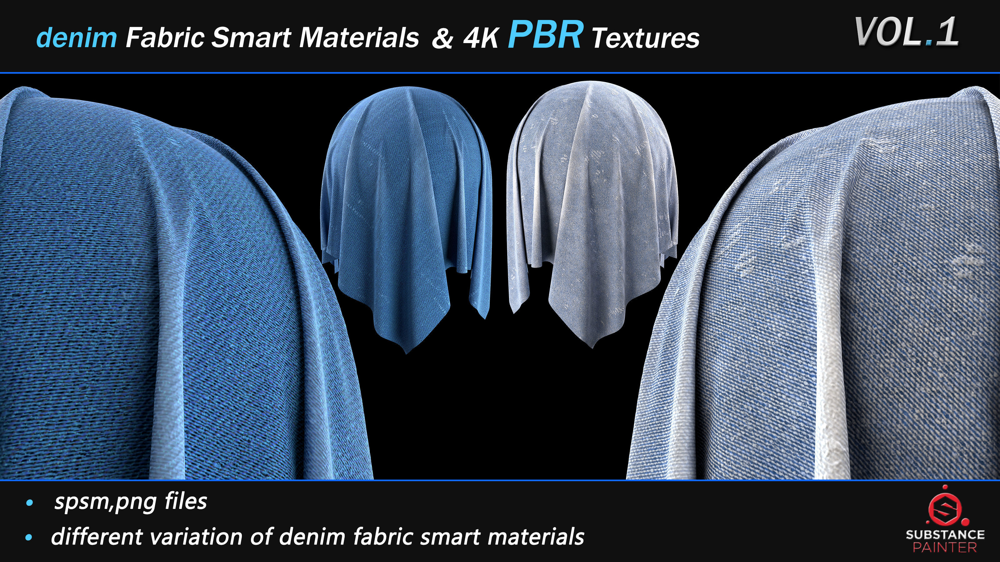 30 Denim Fabric Smart Material Bundle and 4K PBR Texture VOL 01 Texture ...