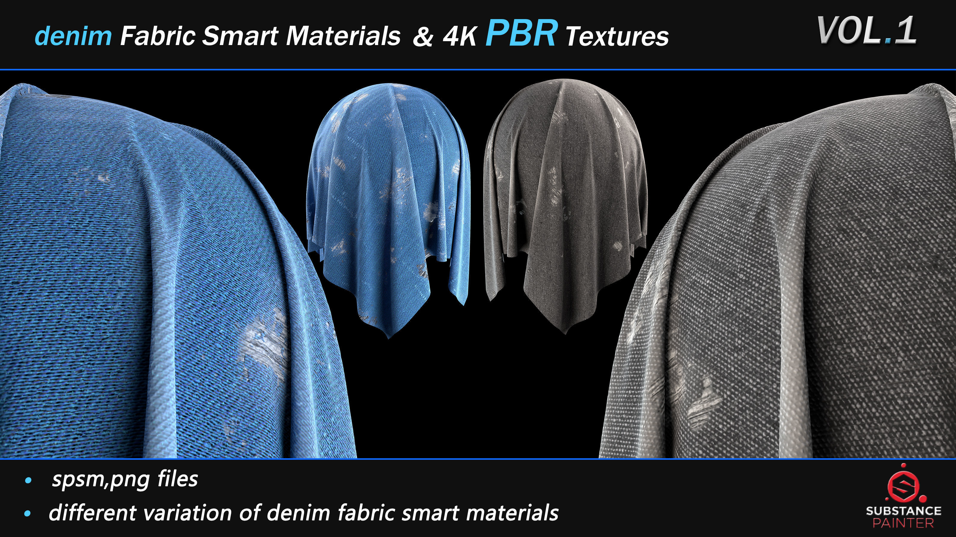 30 Denim Fabric Smart Material Bundle and 4K PBR Texture VOL 01 Texture ...