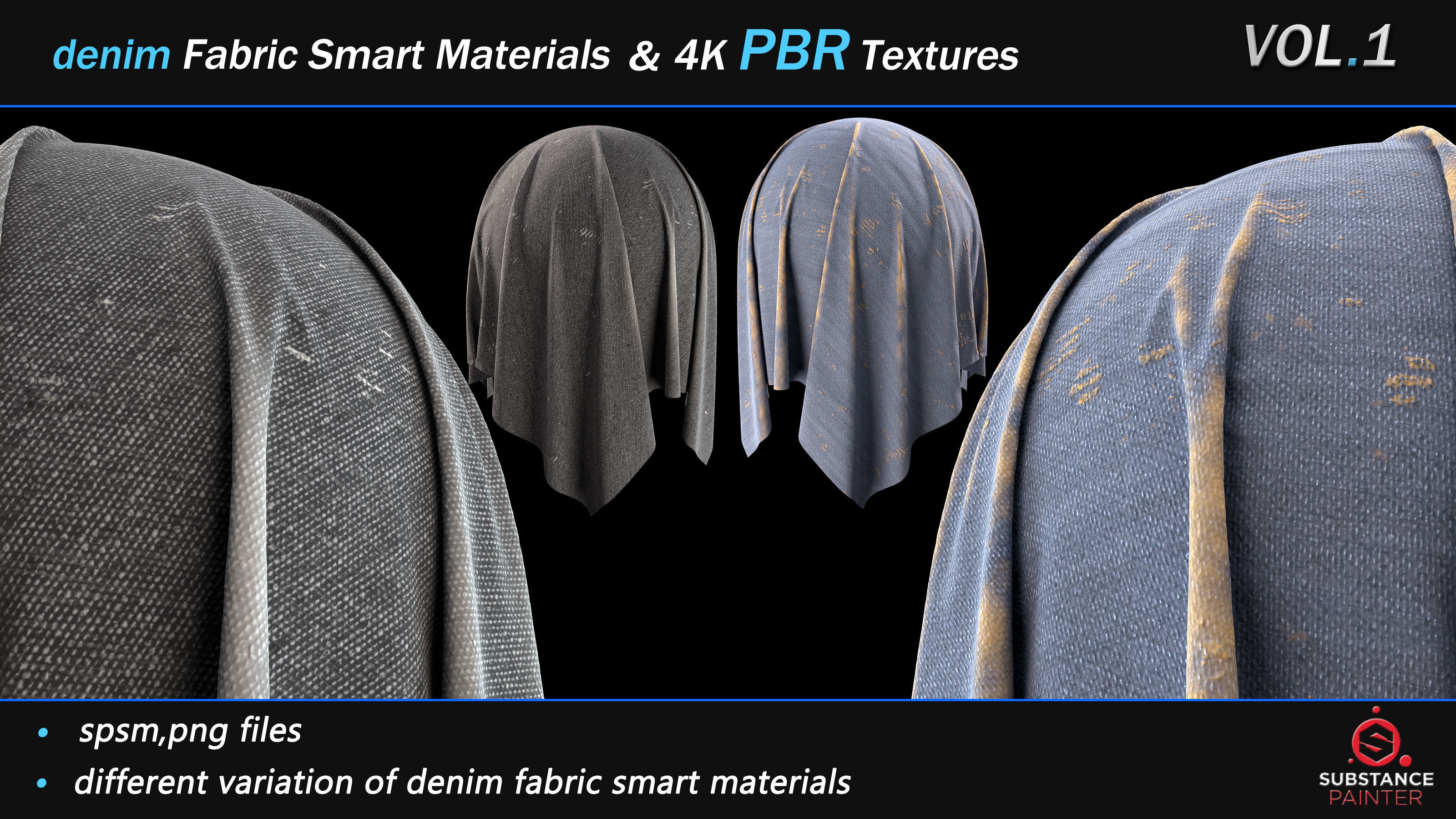 30 Denim Fabric Smart Material Bundle and 4K PBR Texture VOL 01 Texture ...