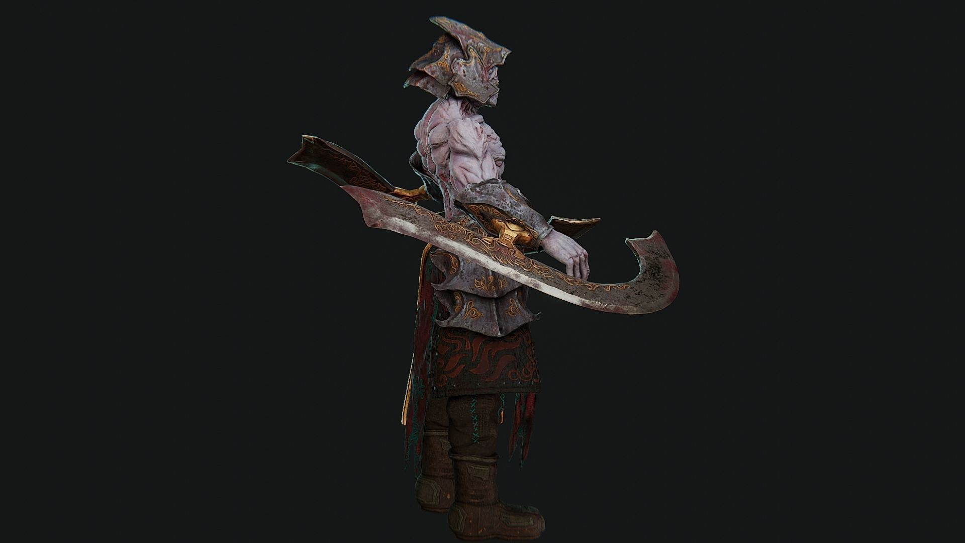 3D model Fantasy corrupted warrior VR / AR / low-poly rigged animated ...