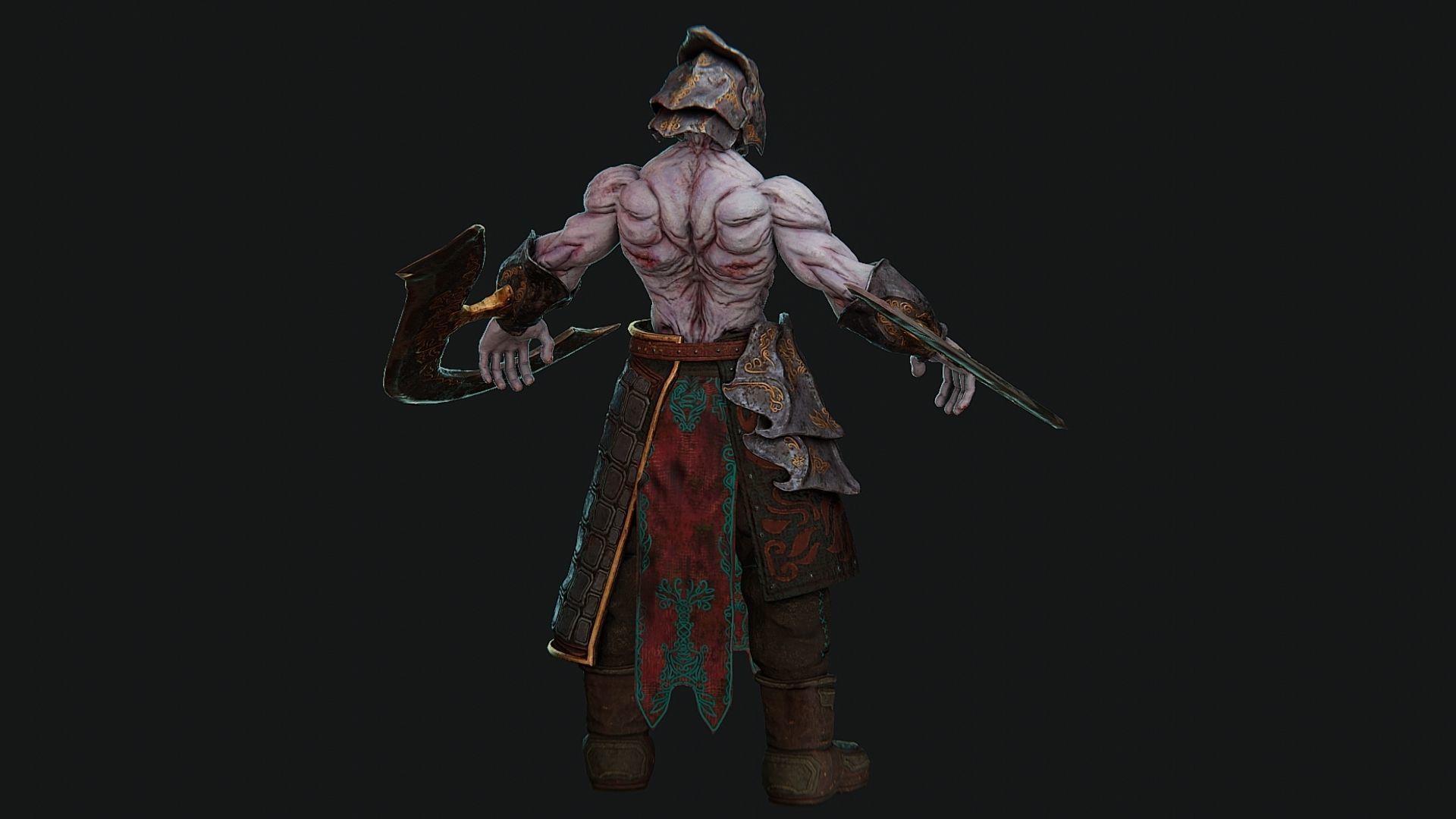 3D model Fantasy corrupted warrior VR / AR / low-poly rigged animated ...