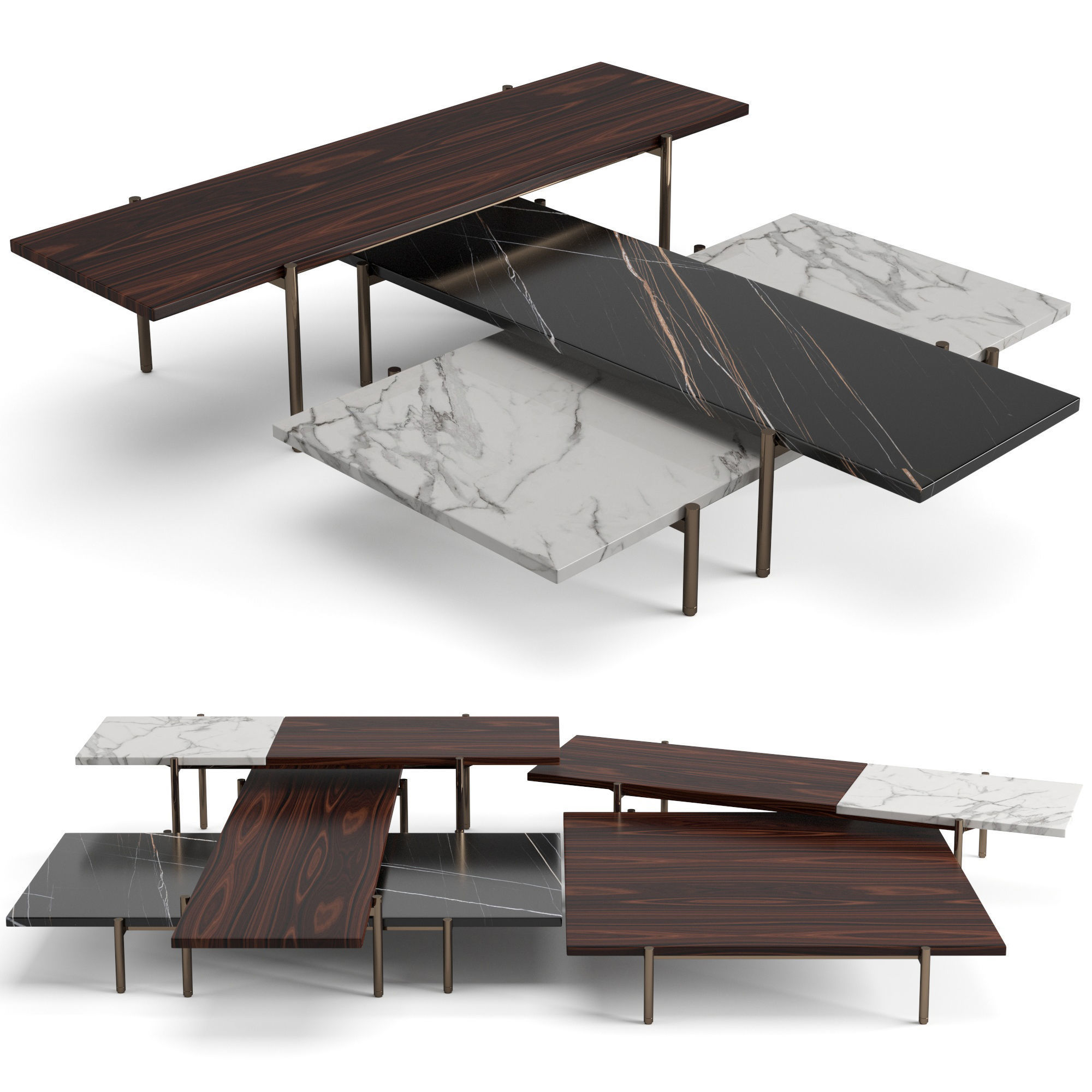 Minotti Superquadra coffee tables set 1 3D model | CGTrader