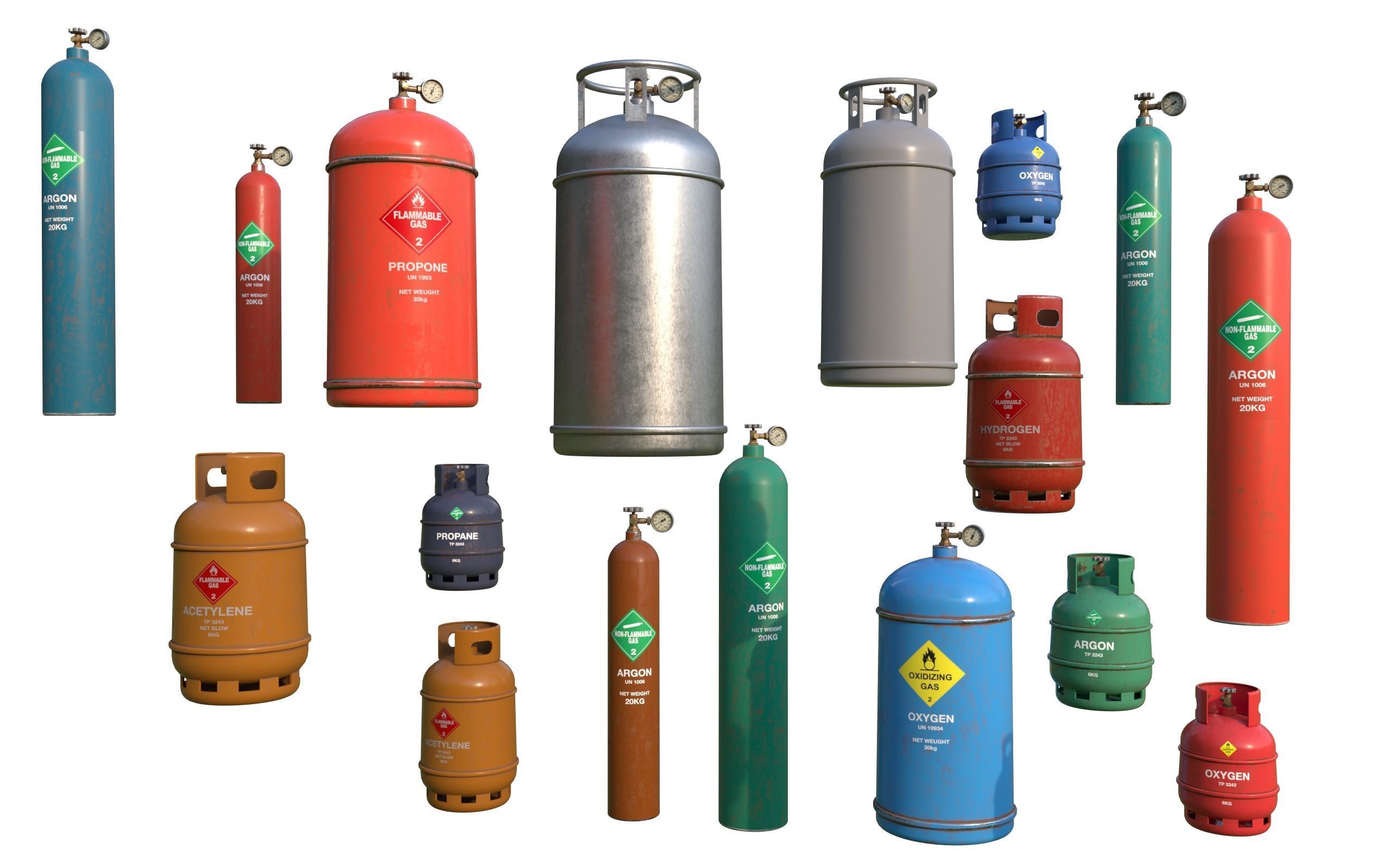 3D model Gas cylinders collection VR / AR / low-poly | CGTrader
