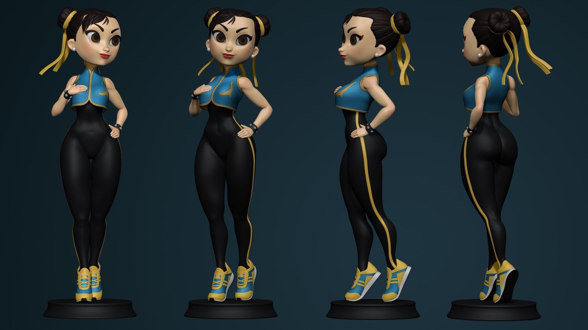 Chun-li Cartoon 3D model 3D printable | CGTrader