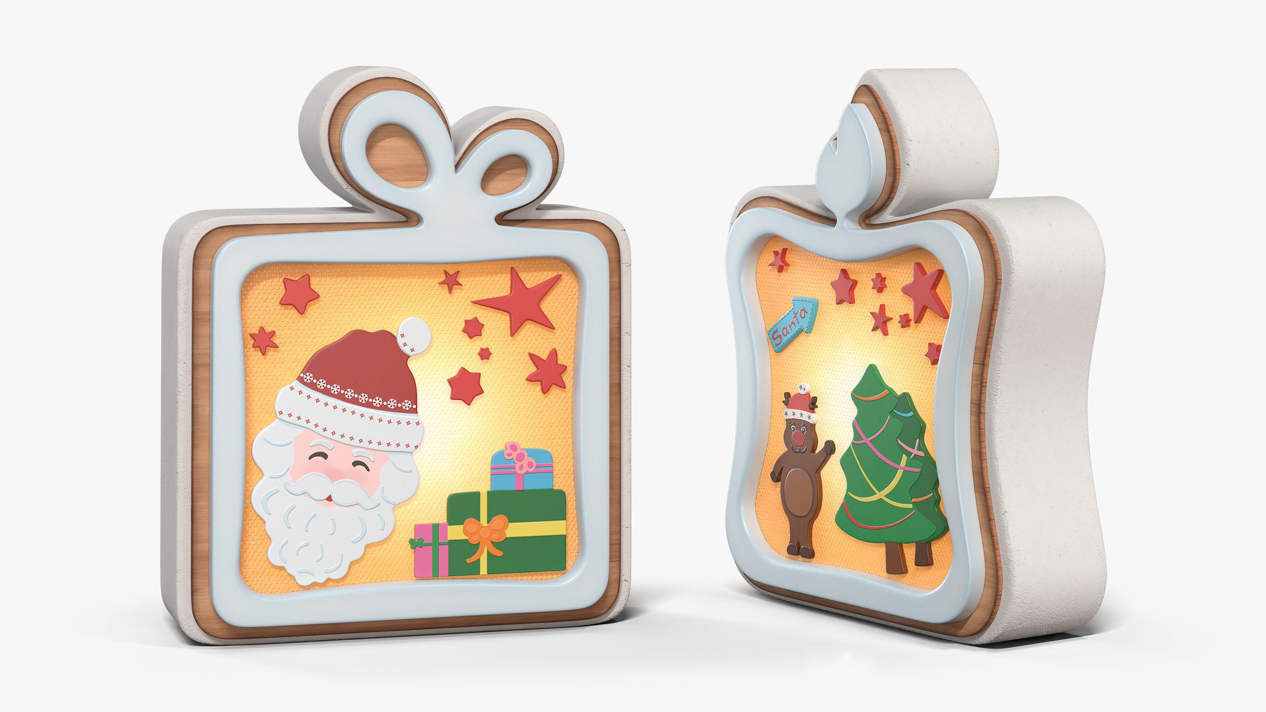 Christmas Tree Statuette and Glowing Frame Decoration Sets 3D Model ...