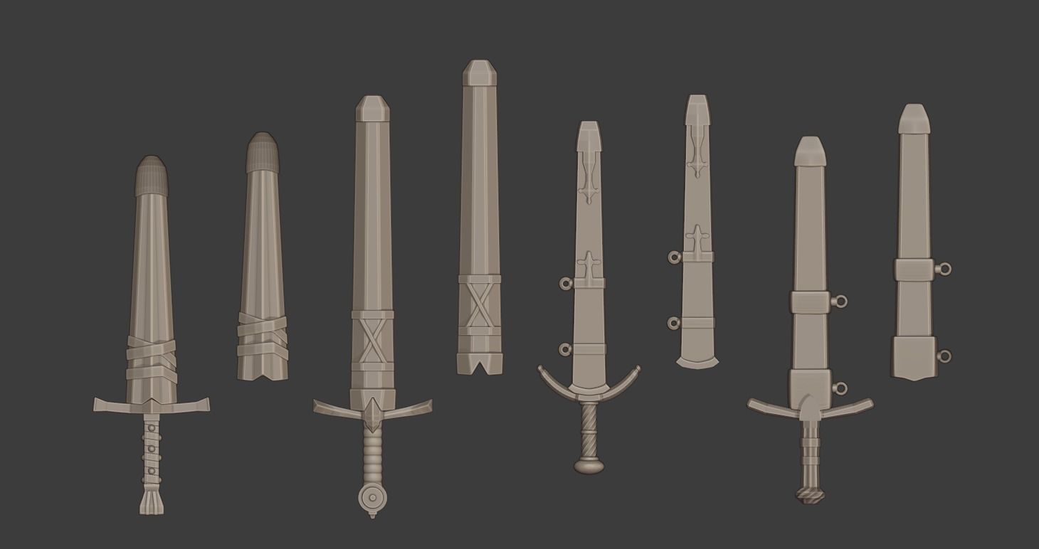 European Medieval Renaissance Weapons Scabbards 3D model 3D printable ...