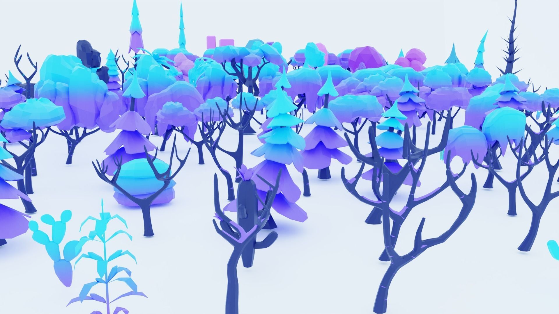 3D model 165 Low poly tree asset pack VR / AR / low-poly | CGTrader