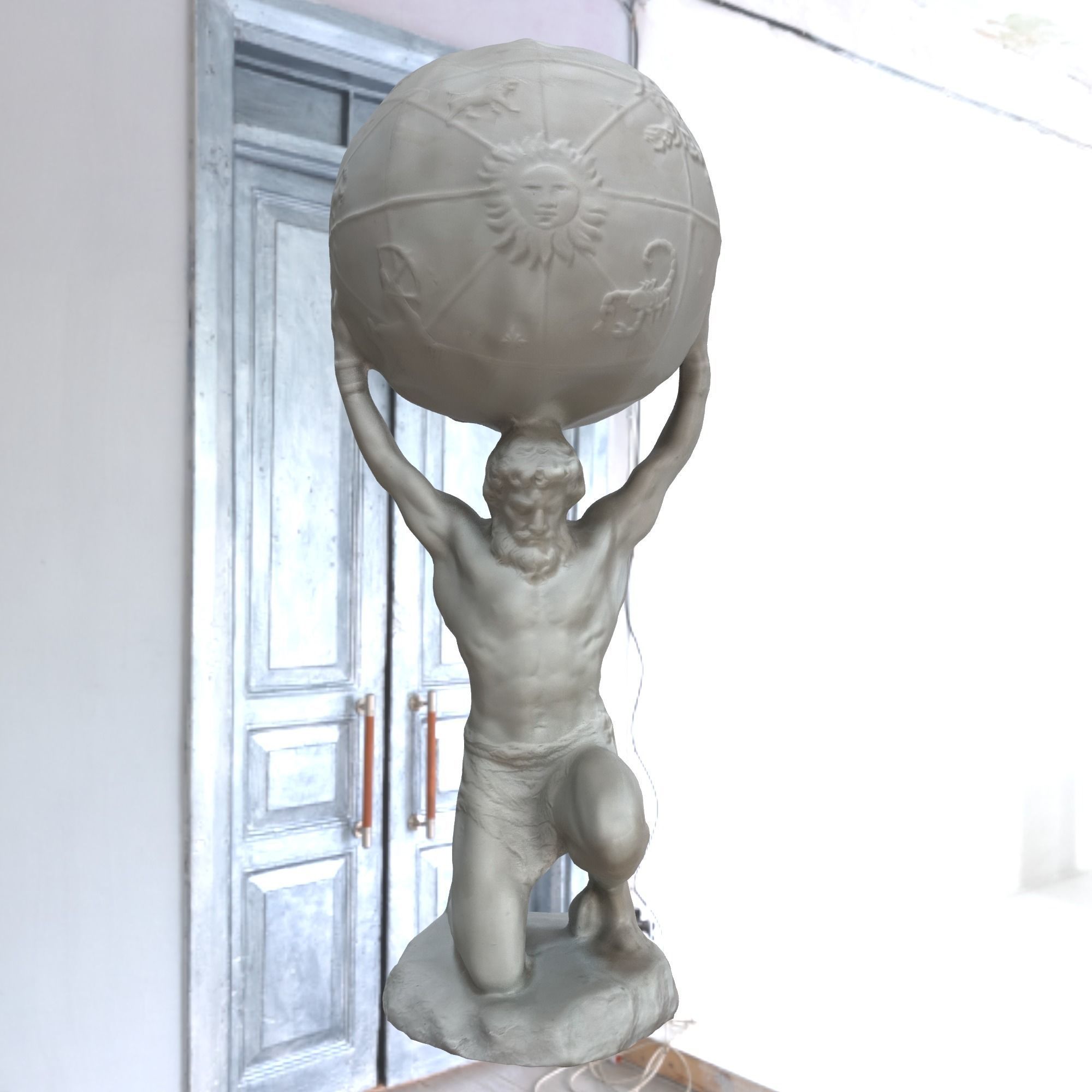 statue of a man carrying a sphere 3D model | CGTrader