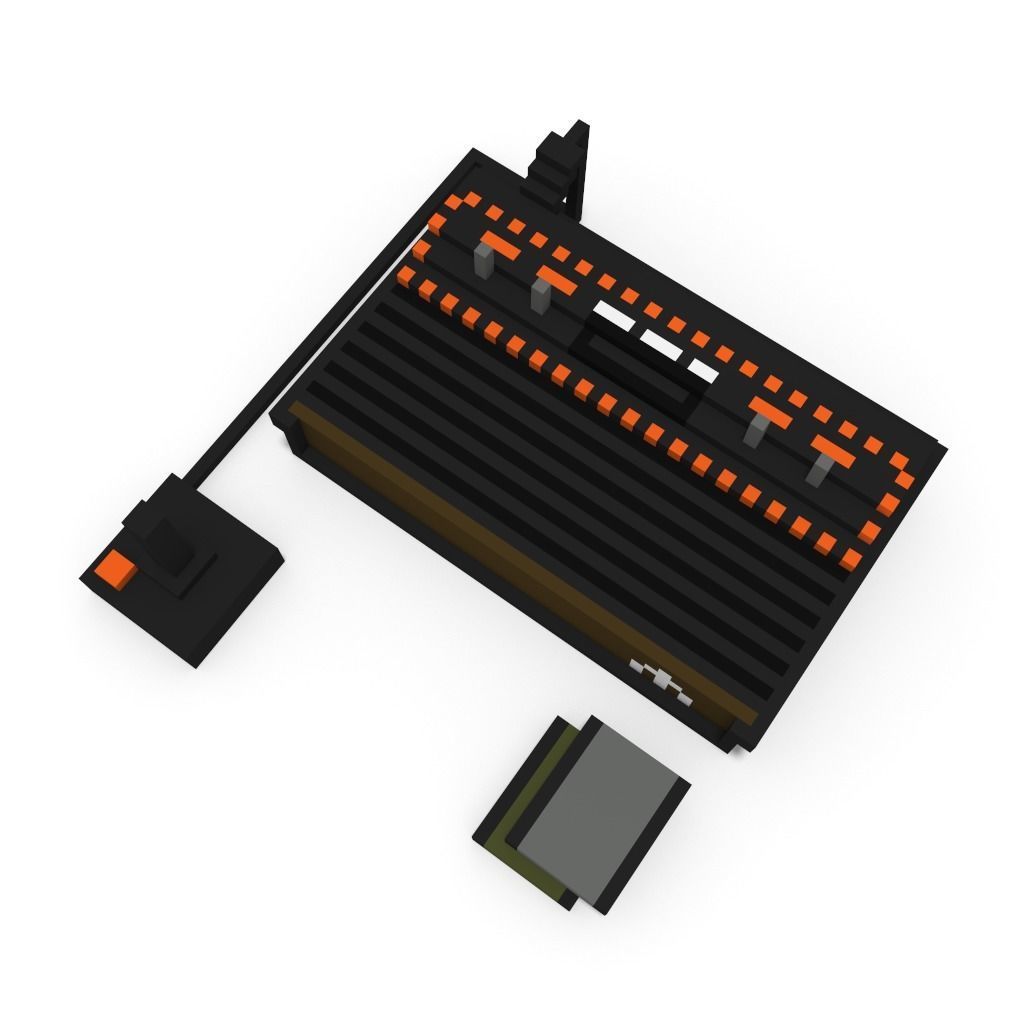 Retro Old School Game Console with Games Low-poly 3D model free VR / AR ...