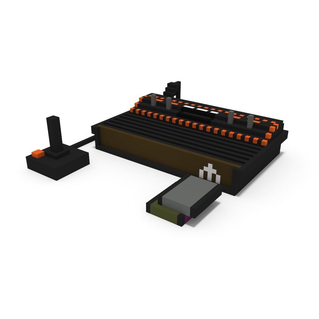 Retro Old School Game Console with Games Low-poly 3D model free VR / AR ...