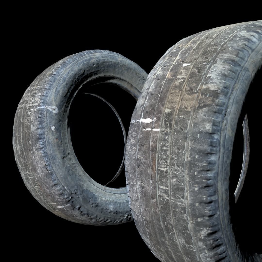 3D model old tire 3d scan photogrammettry pbr metal roughness VR / AR ...
