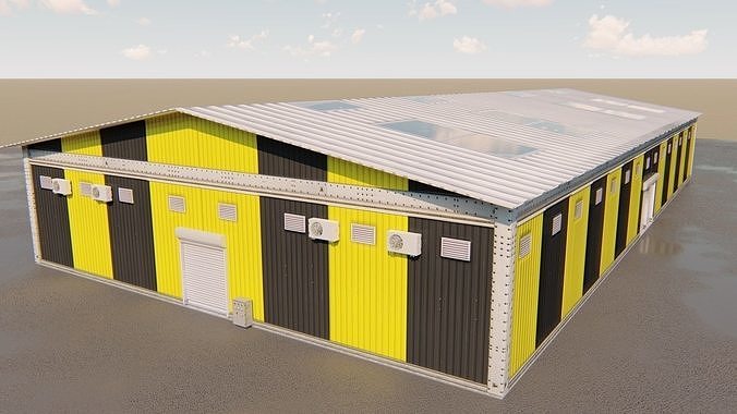Warehouse with stripes 3D model | CGTrader
