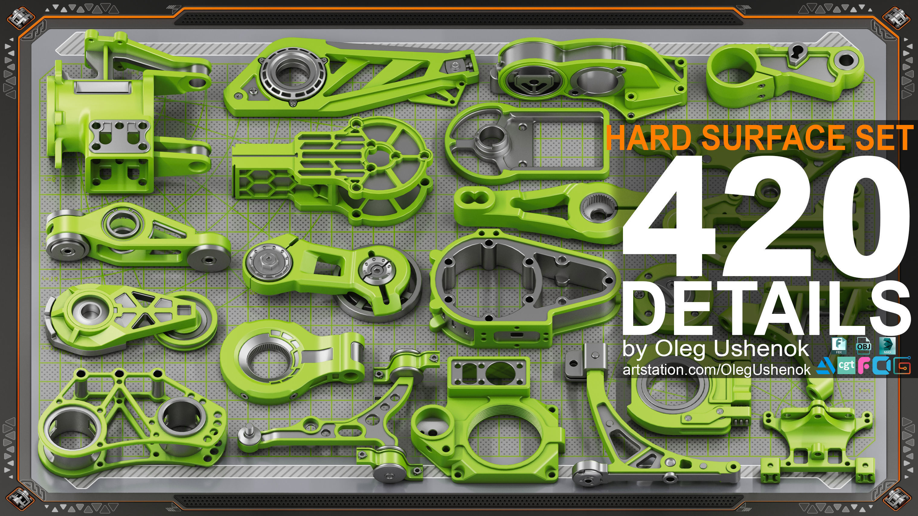 Sci-Fi Hard Surface Mechanical KITBASH 420 DETAILS 3D model | CGTrader