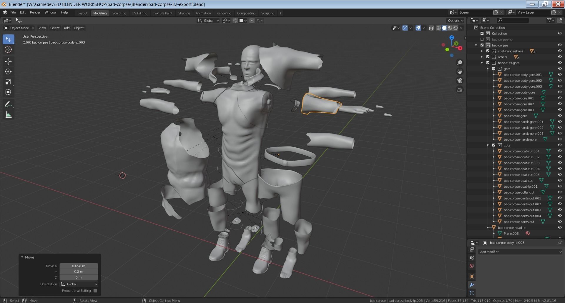 3D model Bad Corpse Torn Soldier Gore Man VR / AR / low-poly | CGTrader
