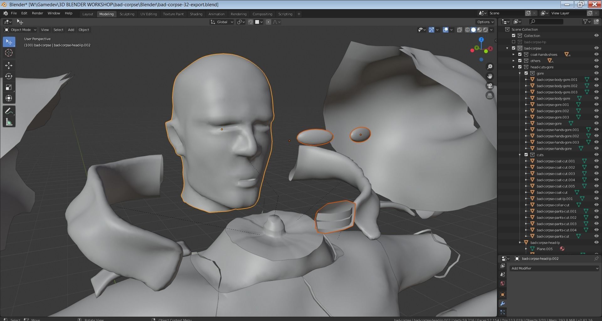 3D model Bad Corpse Torn Soldier Gore Man VR / AR / low-poly | CGTrader