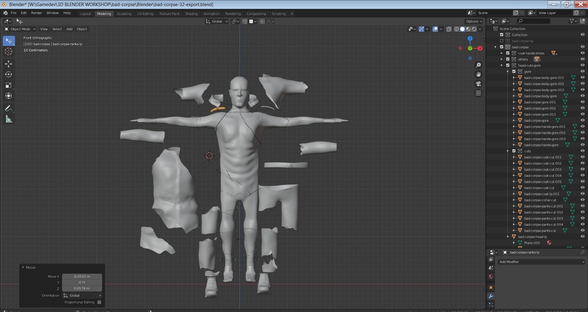 3D model Bad Corpse Torn Soldier Gore Man VR / AR / low-poly | CGTrader