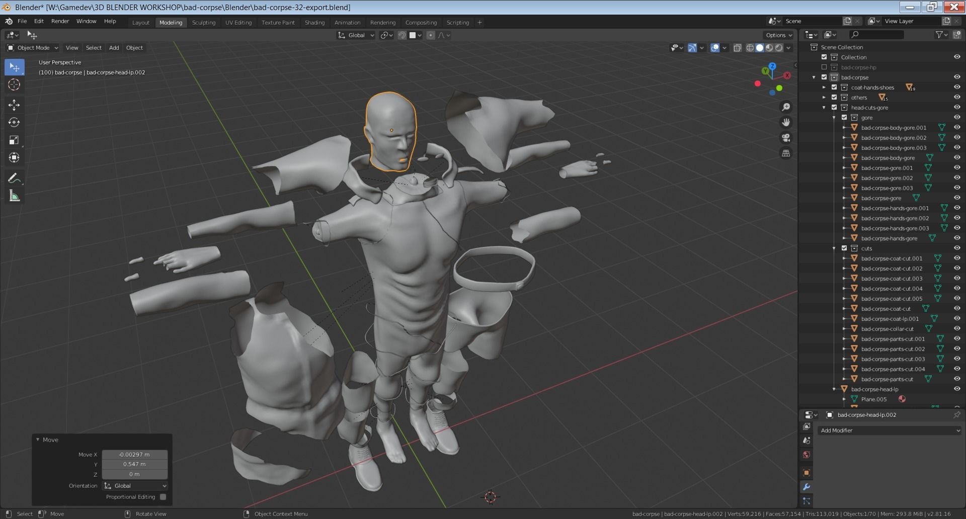 3D model Bad Corpse Torn Soldier Gore Man VR / AR / low-poly | CGTrader