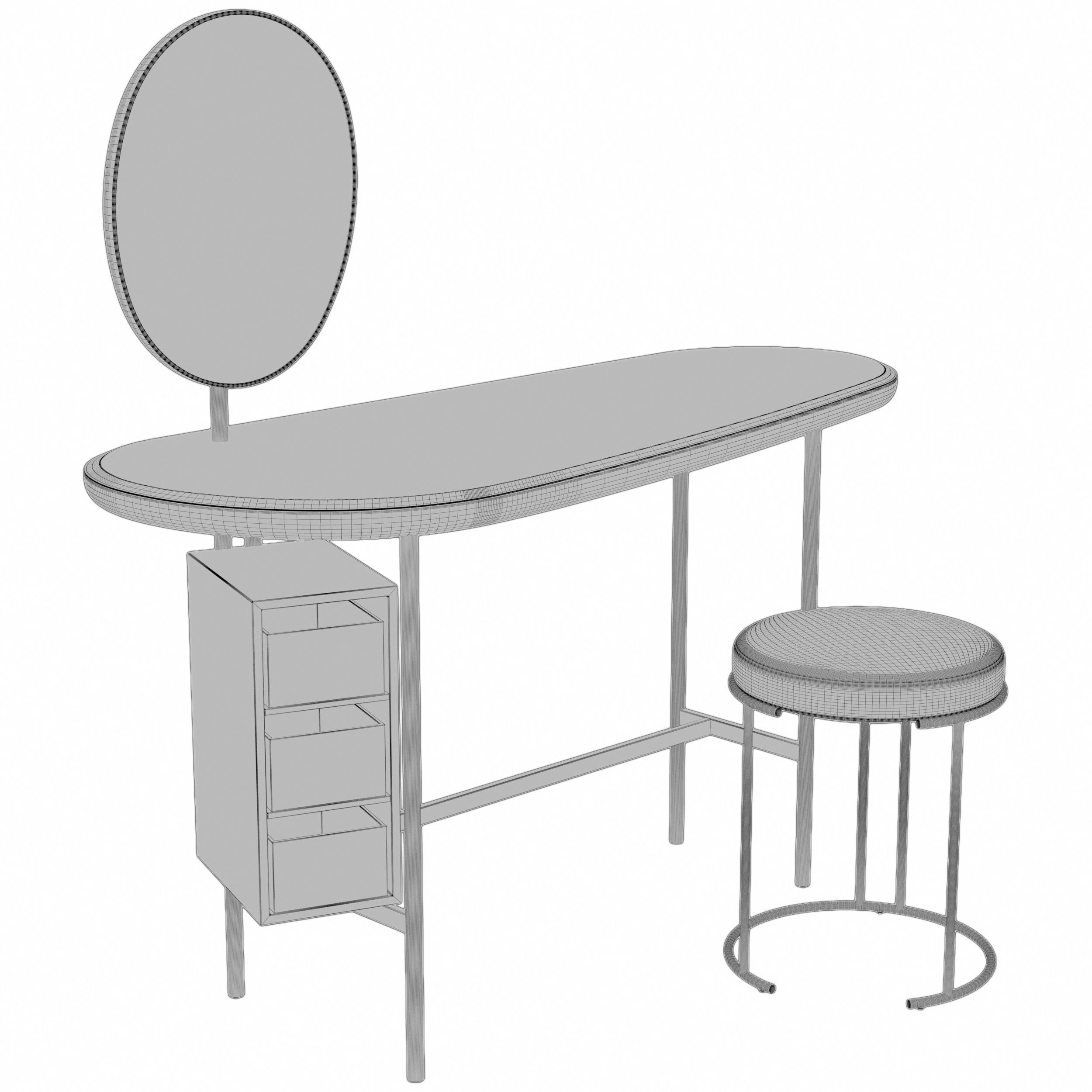 Living Divani Pebble Plus Nina dressing table and stool 3D model | CGTrader