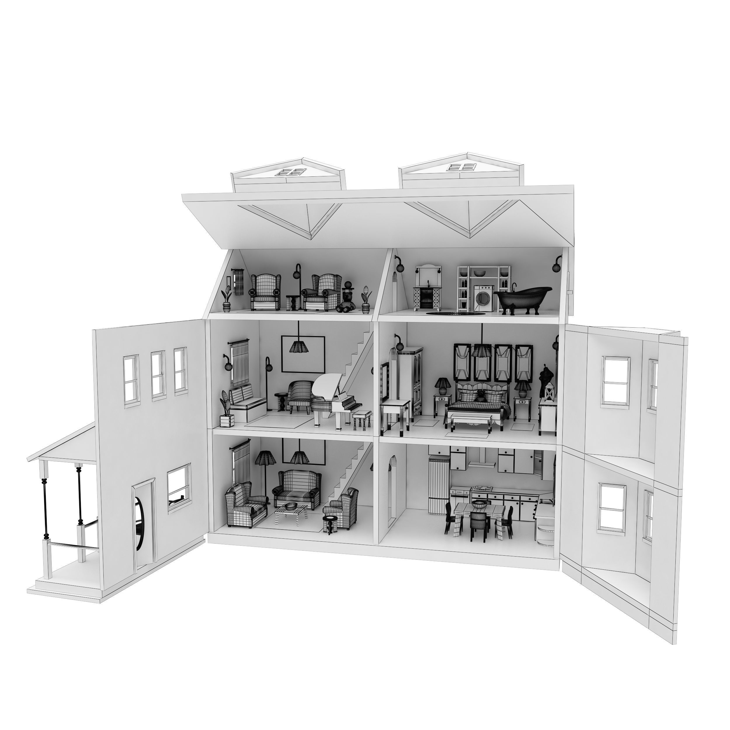 Dollhouse model doll house for girls 3D model 3D printable | CGTrader