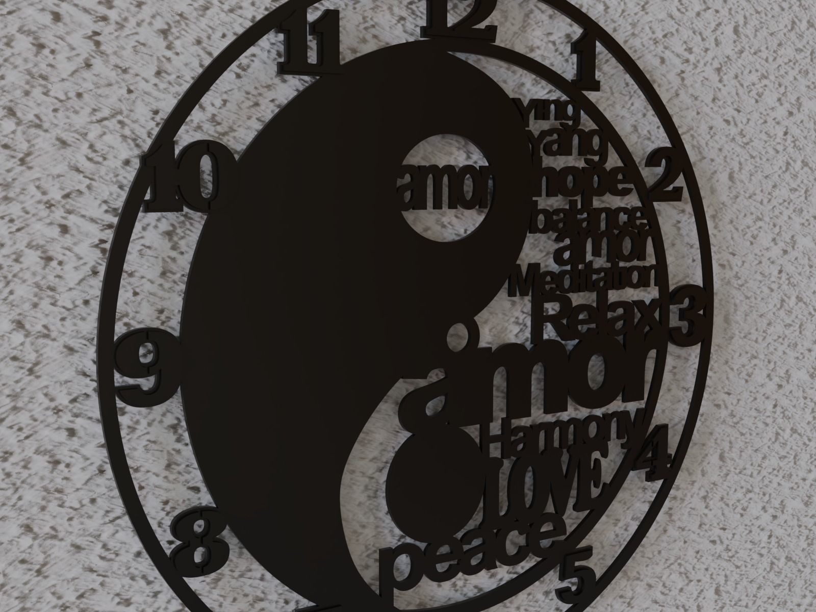 ying yang wall clock 3D model 3D printable | CGTrader