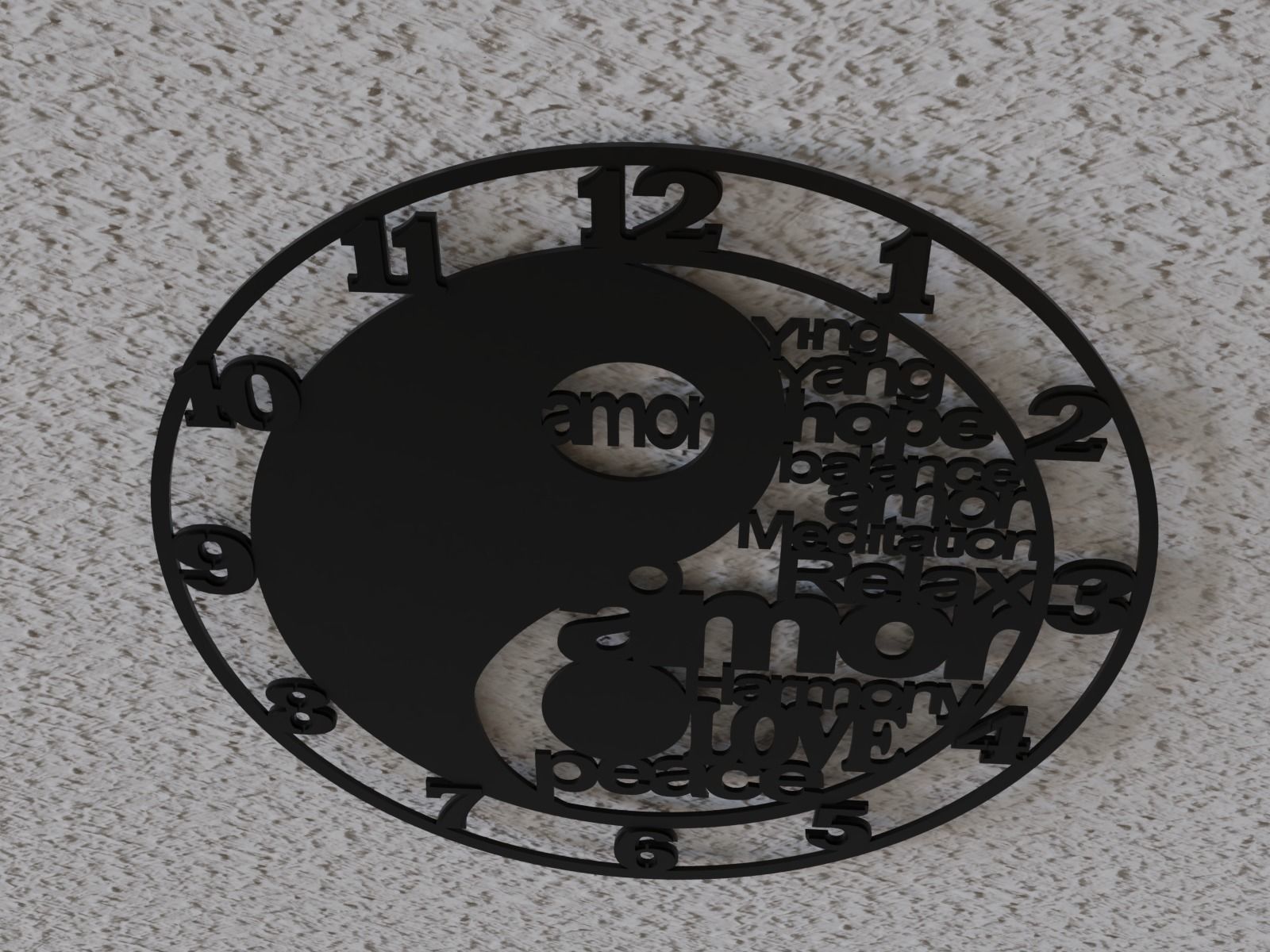 ying yang wall clock 3D model 3D printable | CGTrader
