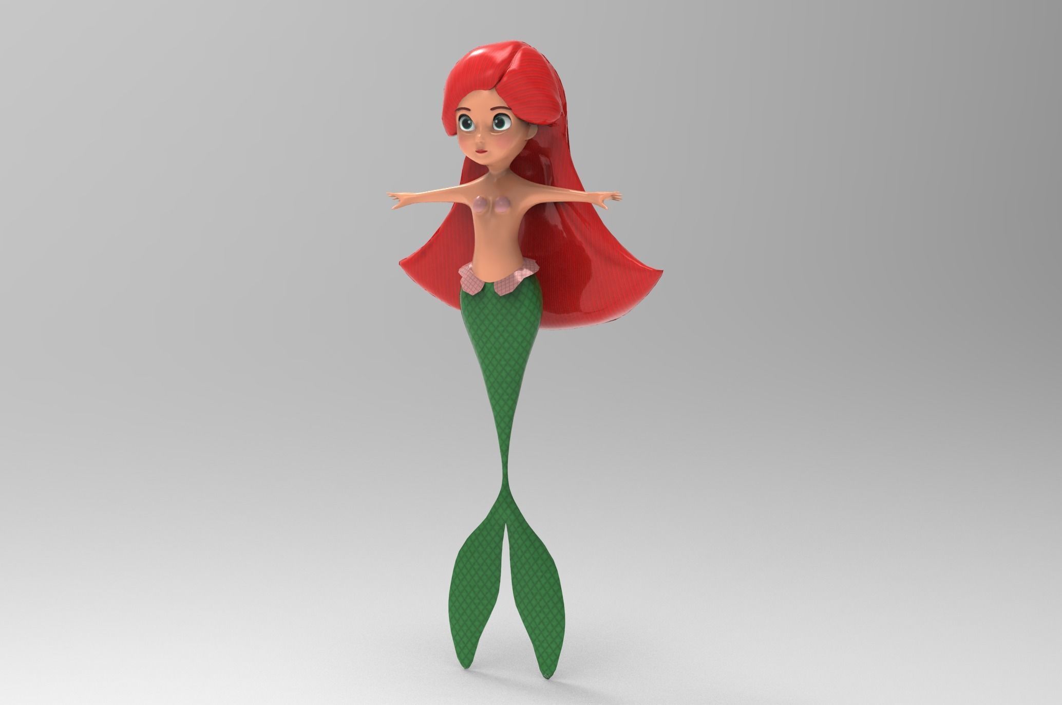 3D model Mermaid Cartoon Rigged VR / AR / low-poly | CGTrader