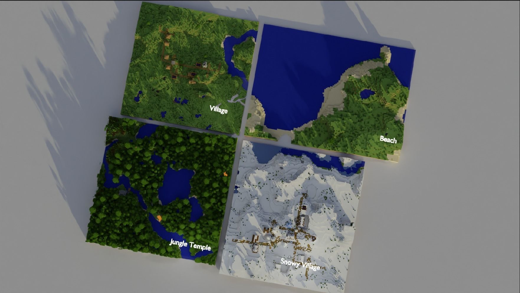 Minecraft Biomes Village Snowy Village Jungle temple Beach free 3D ...