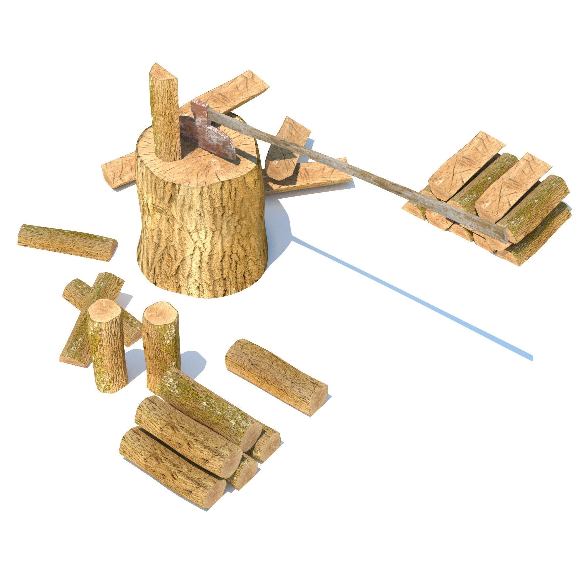 Wood Axe Logs 3D model | CGTrader