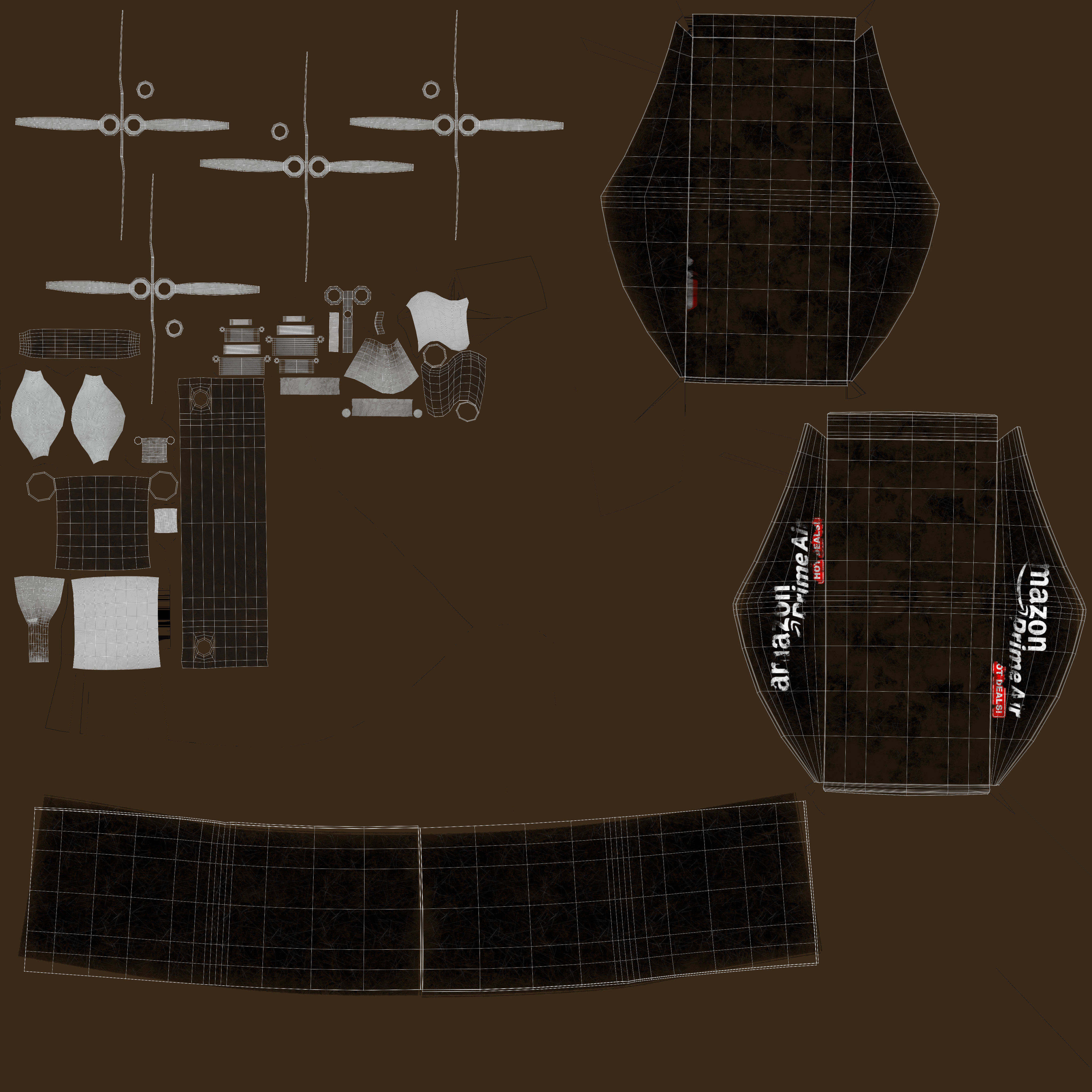 Drone carrying shopping basket 3D model rigged | CGTrader