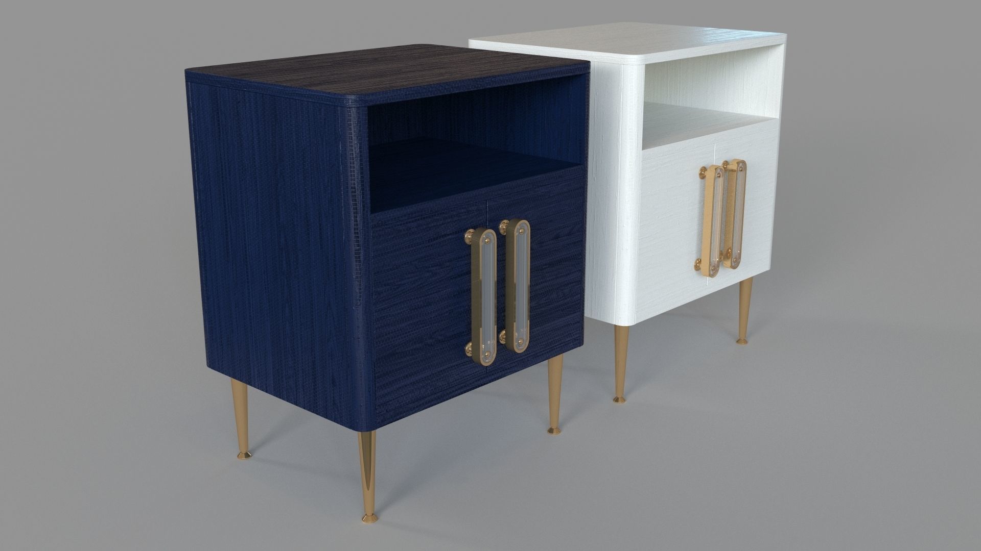 Odetta Nightstand Blue and Cream 3D model | CGTrader