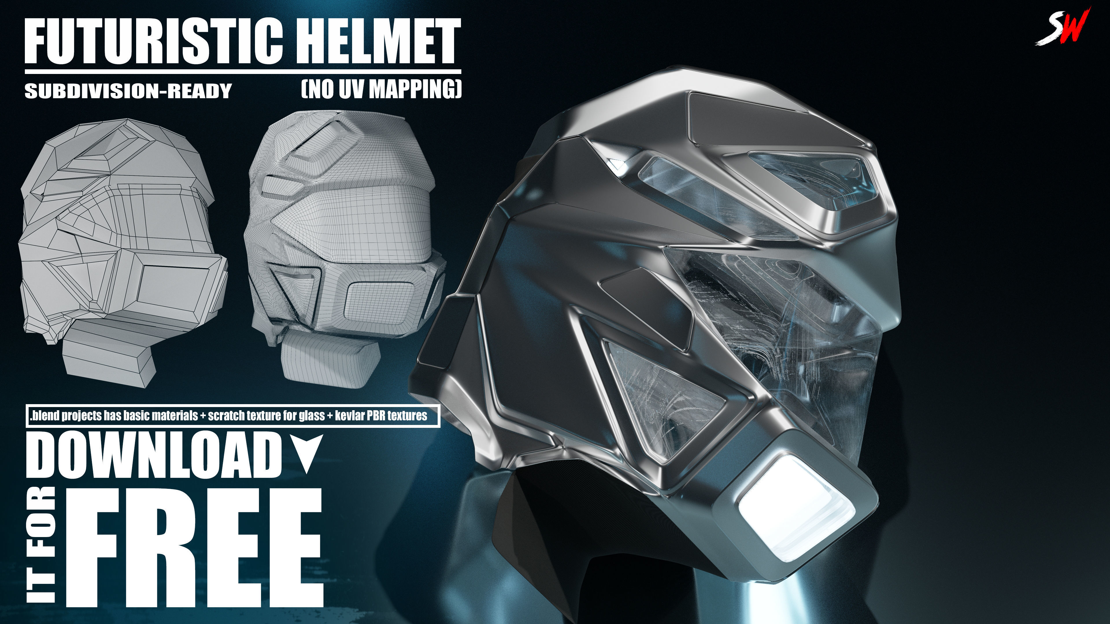 Futuristic helmet free 3D model | CGTrader