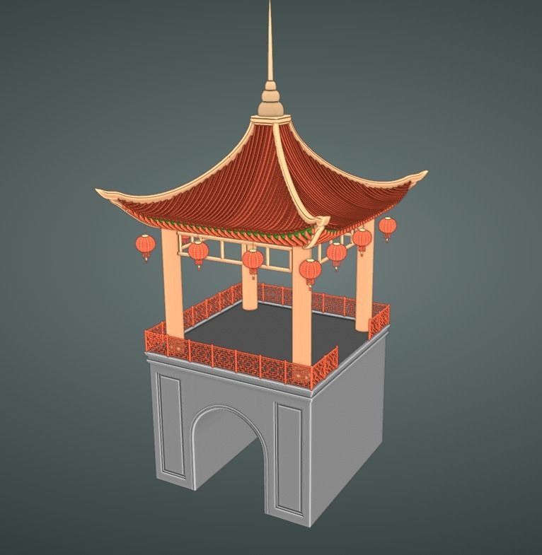 3D model Chinese Gate Tower 01 VR / AR / low-poly | CGTrader