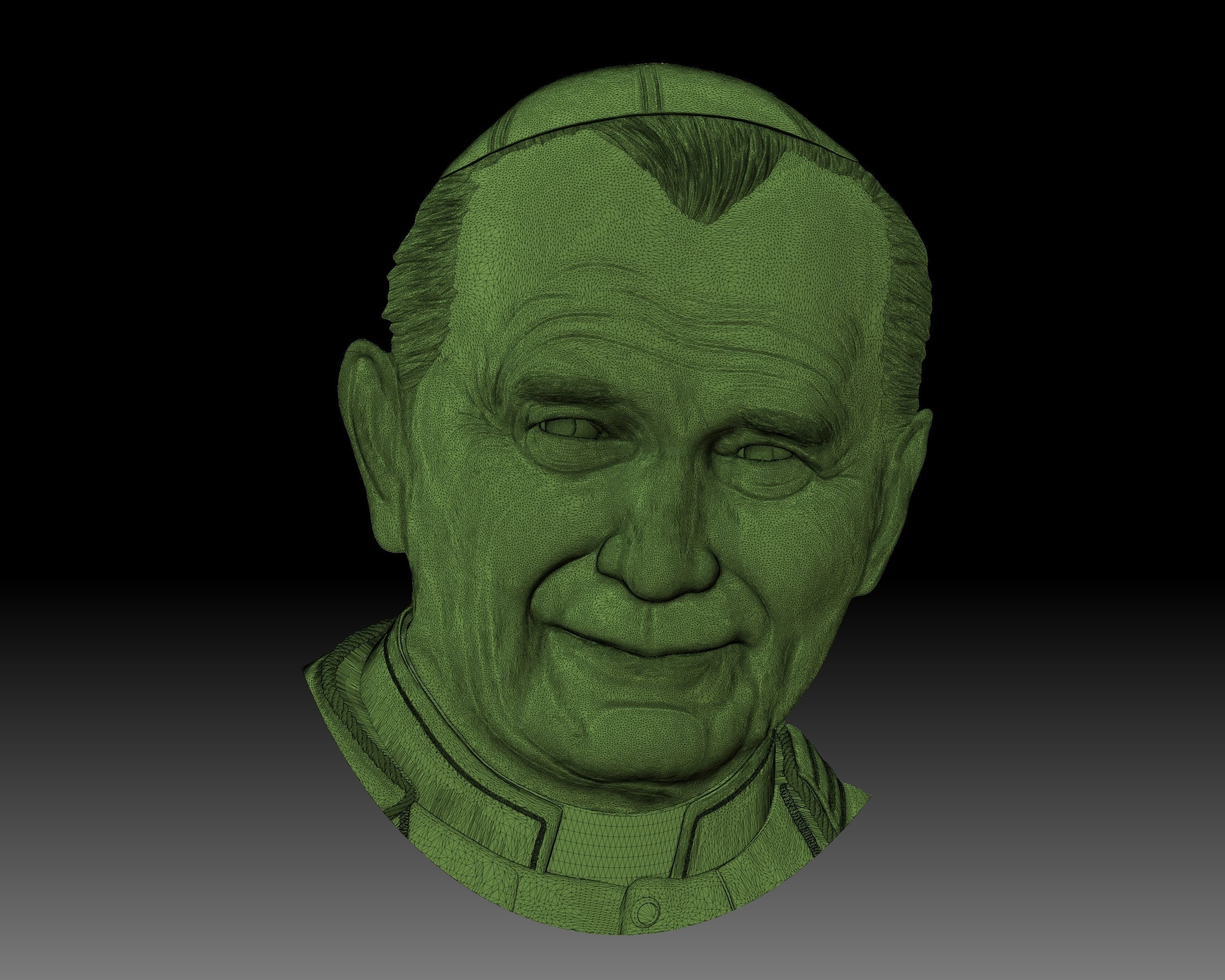 Pope John Paul II portrait low relief for CNC router 3D model 3D ...